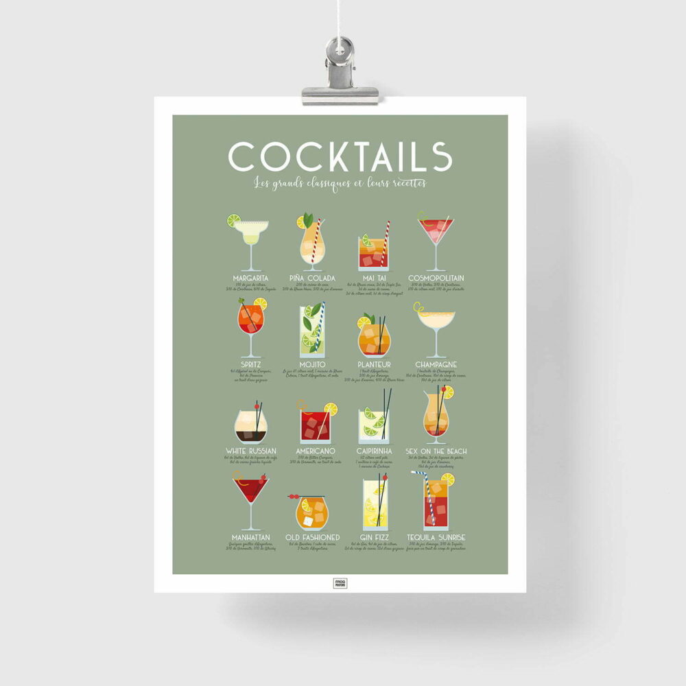 Affiche Cocktails : 16 Recettes incontournables