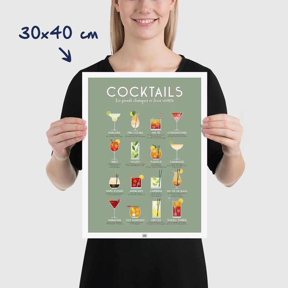 Affiche Cocktails : 16 Recettes incontournables
